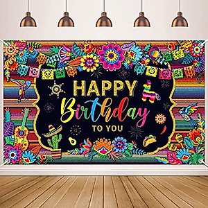 7 * 5ft Mexican Fiesta Themed Happy Birthday Backdrop Mexico Cinco De Mayo Party Decorations Fiesta Banner Carnival Supplies Photo Booth Background