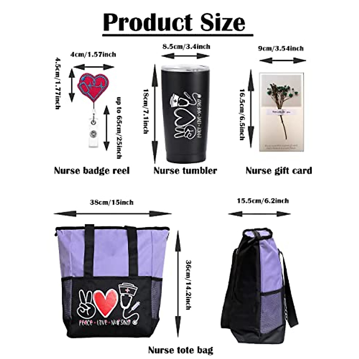 Nurse Accessories for Work Nurse Gifts - Nurse Tote Bag with Stainless-Steel Tumbler, Nurse Badge Reel Gift Card Great Thank You nurse gifts RN Gift and Perfect Graduation Gift Nurse Bag for Work