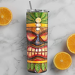 WODORO Tiki Totem Stainless Steel Skinny Tumbler 20oz, Tiki Bar Hula Lessons Aloha Tropical Hawaii Beach Summer Drinkware, Gifts For Beach Lovers, Life Is Better At The Beach (02)