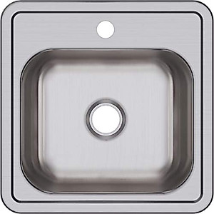 Elkay D115151 Dayton Single Bowl Drop-in Stainless Steel Bar Sink 15 x 15 with 2" Drain Hole