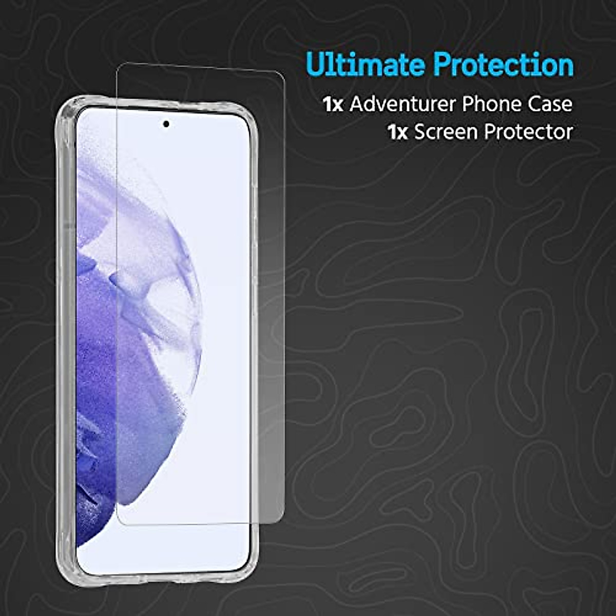 Pelican Samsung Galaxy S21 Case with Screen Protector [Wireless Charging Compatible] [10FT MIL-Grade Drop Protection] Shockproof Phone Case Cover for S21 5G with 9H Glass Film, Anti-Yellowing - Clear