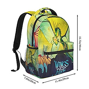 DUAHUAZAI Kid's Backpack Wings Dragons Fire School Backpack For Teens Girls Women Laptop Daypack Sturdy Waterproof Book Bags