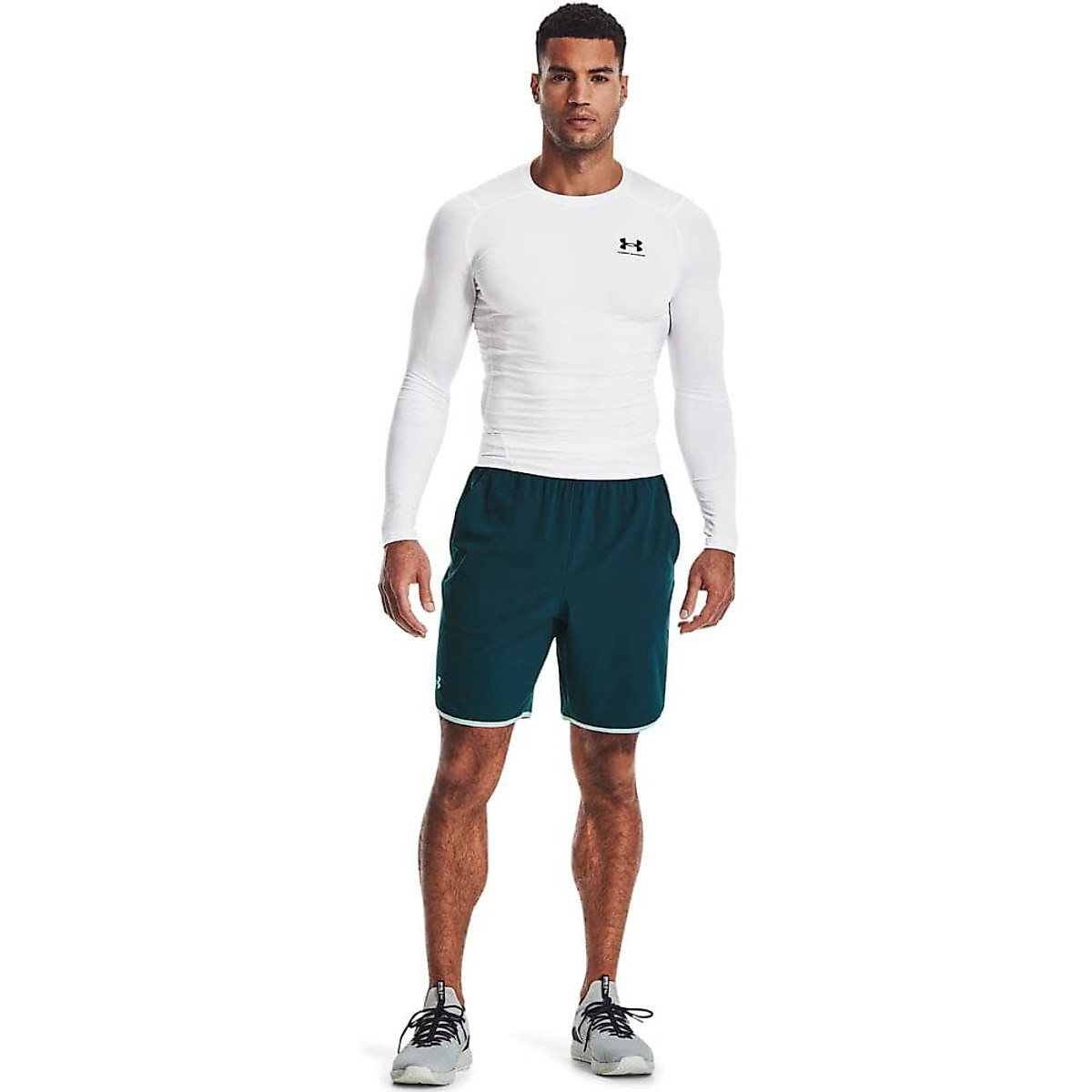 Under Armour Men's Armour HeatGear Compression Long-Sleeve T-Shirt , White (100)/Black, Medium