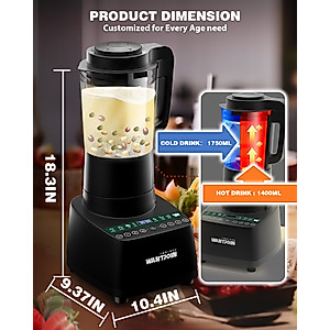 WantJoin 60 Oz Hot & Cold Countertop Cooking Blender, 24000RPM High-Speed Blender with 9 One Touch Programs, Soybean Milk Machine for Nut Butters,Soups,Shakes and Smoothies with 12H Delay Cook