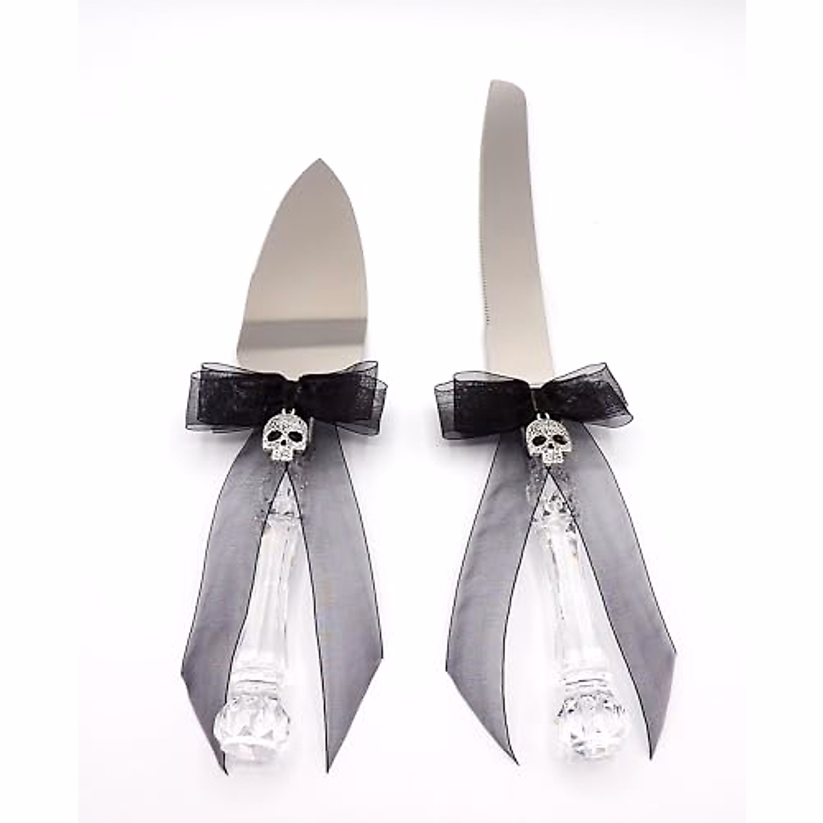 Wedding reception Gothic Cake Knife Set Goth Biker Sugar Skull Black