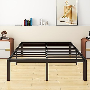 DUMEE Metal Full Size Bed Frame, 14 Inch High Platform Bed Frames Full, Steel Slats Mattress Foundation No Box Spring Needed, Enhanced Support Noise Free, Easy Assembly, Black