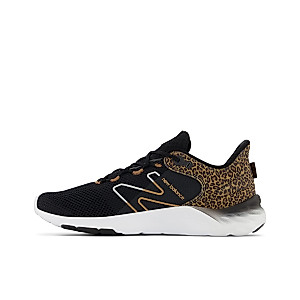 New Balance Kid's Fresh Foam Roav V2 Lace-up Sneaker, Black/White/Copper Metallic, 3 Little Kid