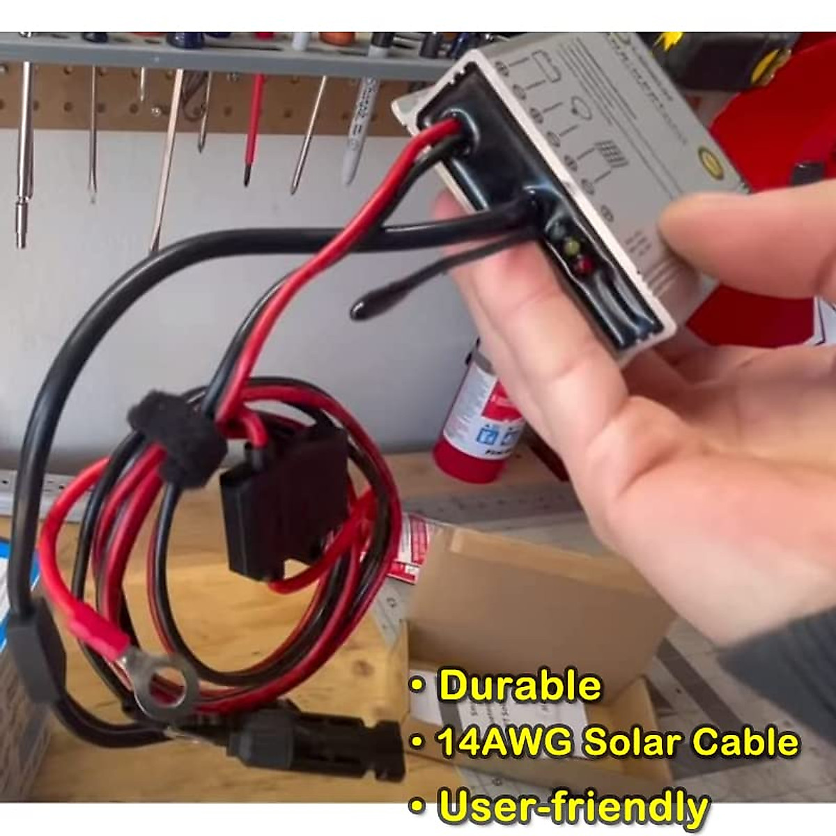 LensunSolar Waterproof 10A 12V Bluetooth MPPT Solar Charge Controller Regulator with Battery Alligator Clips and Standard Solar Connectors for Lithium-ion LiFePO4 AGM Gel Lead-Acid Vehicle Batteries