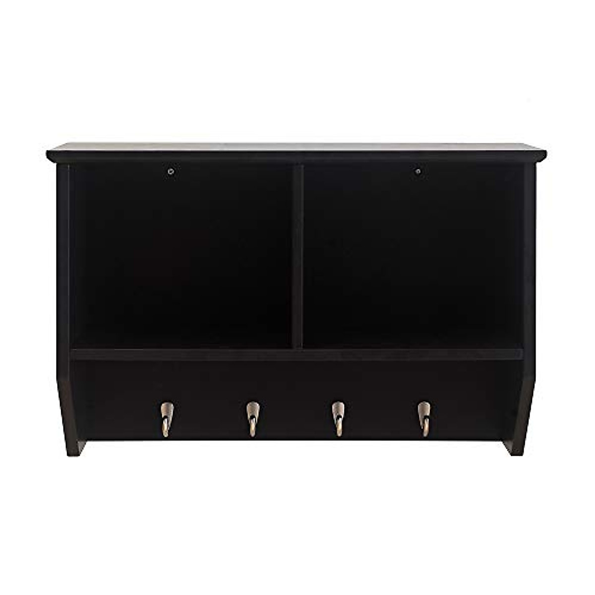 SJ COLLECTION Wood Floating Shelves for Wall Mount, Hanging Storage Shelf with Hooks for Bedroom, Living Room, Black