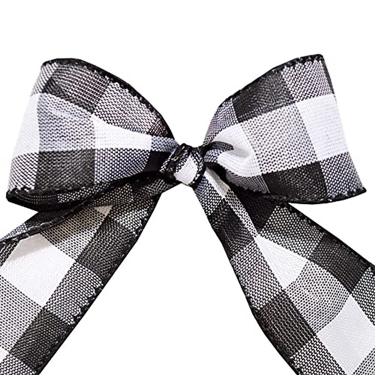 Morex Ribbon 7398.60/50-613 Cambridge 2.5" X 50 YD Wired Ribbon, Black and White, Buffalo Check Plaid Ribbon for Gift Wrapping, Christmas Decorations Indoor Home Decor, Craft Supplies & Materials
