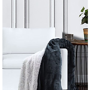 allecalm Sherpa Fleece Bed Blanket King Size Super Soft Fuzzy Plush Warm Cozy Fluffy Microfiber Couch Throw Velvet Double Reversible Luxurious Blankets for All Season 108x90 inch, Charcoal