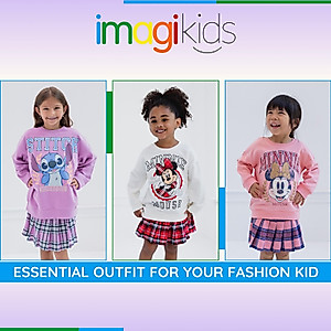 Disney Minnie Mouse Little Girls Fleece Sweatshirt and Skirt Plaid Pink 7-8