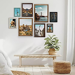 Emfogo 5x7 Picture Frame, Pack of 2 Rustic Picture Frames 5x7 with Real Glass, Solid Wood 5x7 Photo Frame for Table Top Display or Wall Mounted (Vintage Walnut)