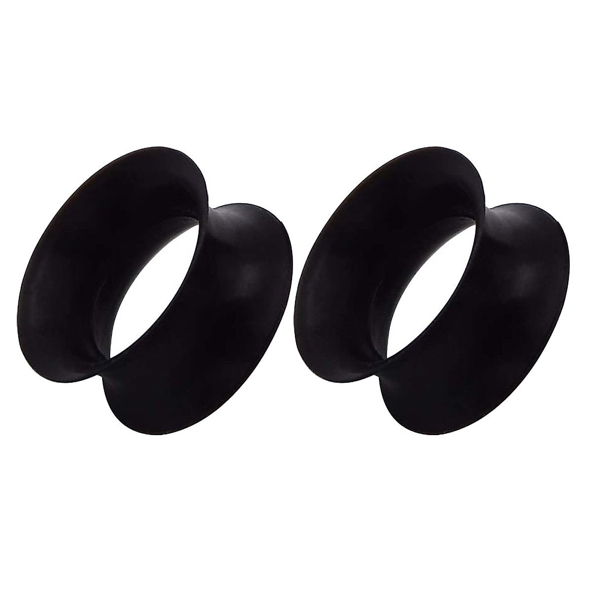 DERALA 2Pcs Ear Tunnels Ultra Thin Soft Silicone Double Flared Ear Gauges Plugs Flexible Flesh Tunnel Expander Stretching Ear Piercing Jewelry for Men Women Size 8g-1 inch