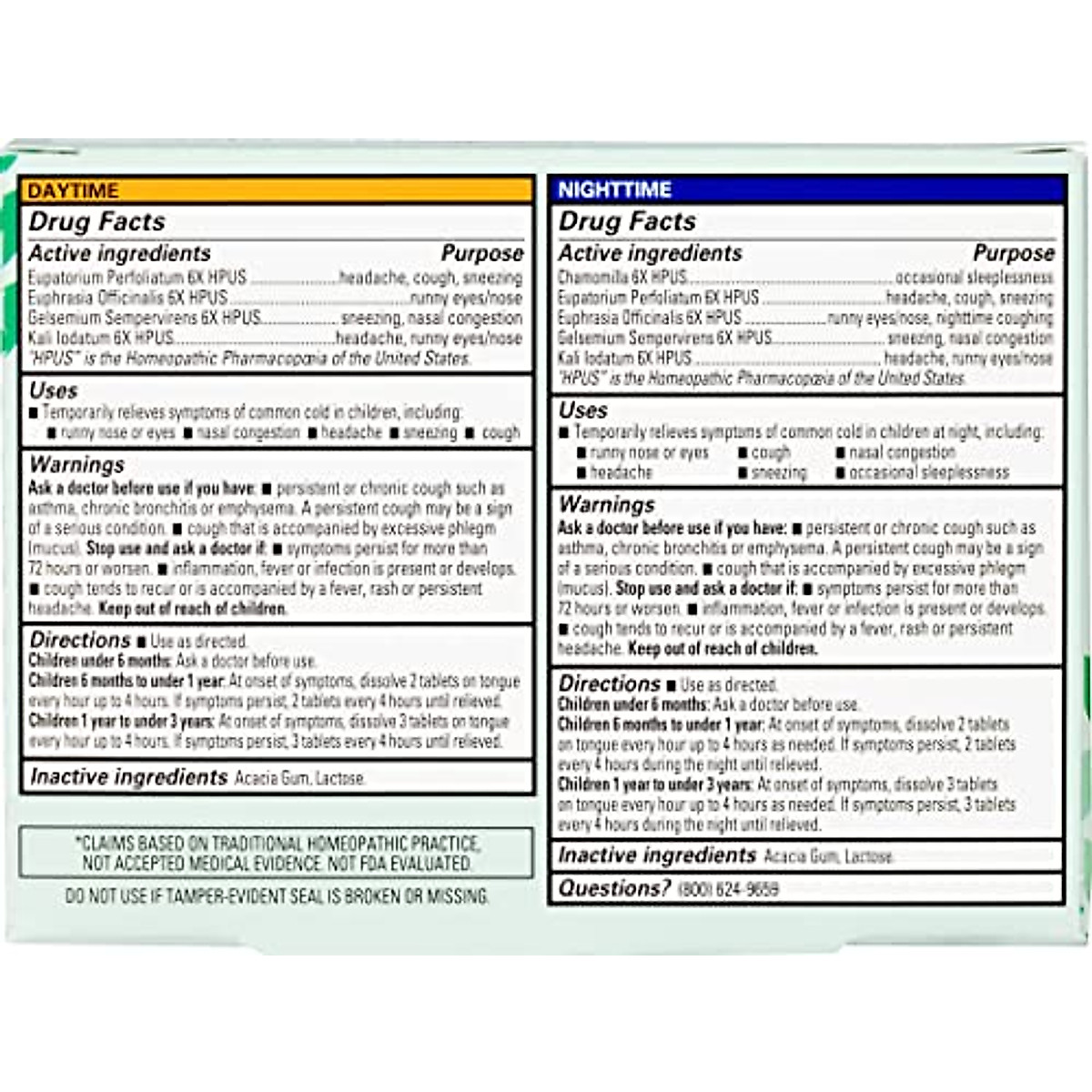 Infant and Baby Cold Medicine, Hyland's Baby Tiny Cold Tablets, Day & Night Value Pack, Decongestant and Cough Relief, 250 Quick-Dissolving Tablets