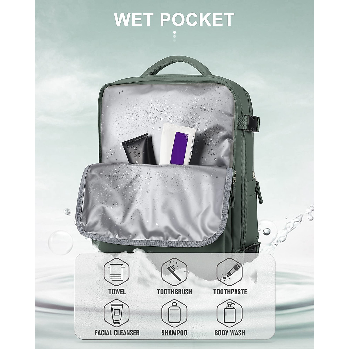 bergsalz Backpack For Women Travel Bag Weekender Lightweight Medium Backpack Olive Green For Men Hiking Waterproof Gym Bag Travel Essential Canvas Bag Carry On Backpack For Sport Fan Laptop Bag