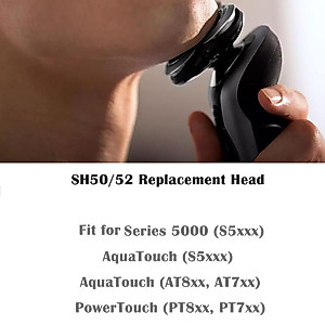 Suleto SH50/52 Replacement Heads Compatible with Philips Series 5000 Shavers, SH50 Shaving Head Part S5000 Electric Razor Head Replacement for Series 5000, ATXX (S5xxx), PTXX (PT8xx, PT7xx), 3 Count