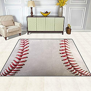 ALAZA Lovely Sport Ball Baseball Non Slip Area Rug 5' x 7' for Living Dinning Room Bedroom Kitchen Hallway Office Modern Home Decorative