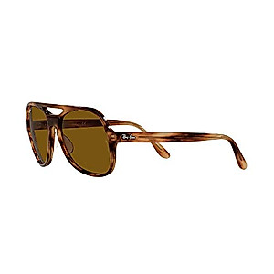 Ray-Ban Rb4357 Powderhorn Aviator Sunglasses, Striped Havana/Brown, 58 mm