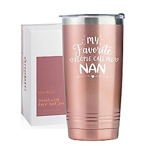 Onebttl Nan Gifts for Grandma, Insulated Stainless Steel Wine Tumbler with Lid, For Grandma on Birthday, Mother’s Day, Christmas, Rose Gold, (20 oz) My favorite people call me Nan