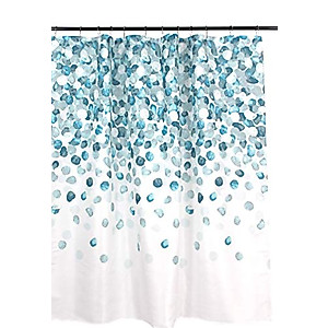 Serafina Home Mineral Blue Teal Modern Fabric Shower Curtain for Bathroom: Cascading Water Splash Pattern of Turquoise, Aqua, and White