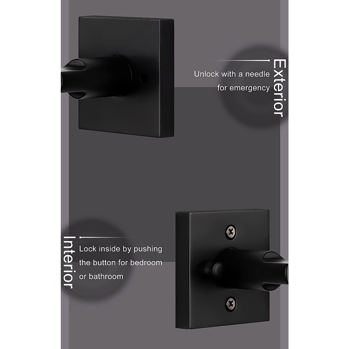 goldenwarm Black Interior Door Handles, Zinc Alloy Matte Black Privacy Door Handles Interior, Heavy Duty Black Door Levers for Bedroom, Contemporary Bathroom Doorhandles Bulk(6 Pack)