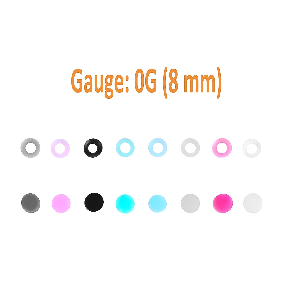 Jusway Plugs and Tunnels for Ear Lobe Ear Gauge Silicone Ear Plugs Ear Piercings Plugs Size 0 Gauges(32PCS)