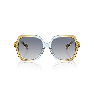 COACH Women's HC8395F Low Bridge Fit Square Sunglasses, Cider/Baby Blue/Blue Gradient, 56 mm