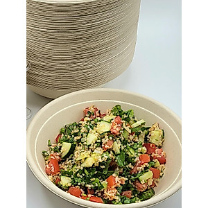 I am earth [50 PACK 32OZ LARGE HEAVY DUTY Compostable Eco-friendly Plant Fibers round Biodegradable Bowls, Bamboo sugarcane Fiber Bowls take away food containers Microwave & Freezer Safe