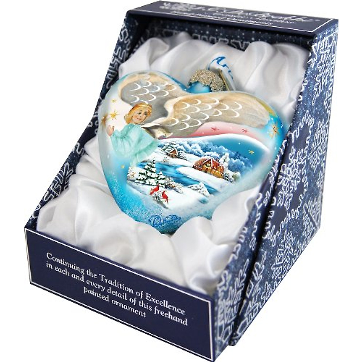 G. Debrekht Guardian Heart Heart Shape Ornament, Hand-Painted Glass, 3-Inch, Includes Satin Ribbon for Hanging