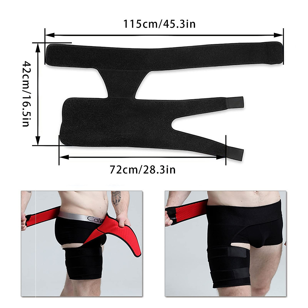 Hip Brace and Groin Support, Adjustable Groin Support Bandage Breathable Unisex Hip Thigh Support Sciatica Relief Wrap Groin Support Adjustable Hamstring Compression Sleeve Fits Men and Women