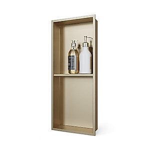 Merranox Shower Niche,Stainless Steel Shower Niche,Recessed Niche Shower for Bathroom Storage,no tiling Required, 24" X 12" X 4",Champagne Gold