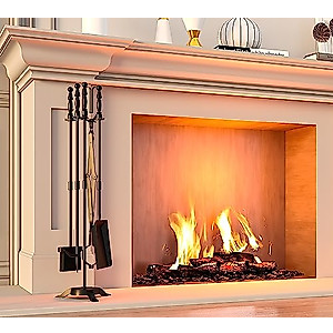 Fire Beauty Fireplace Tools Set 5 Pieces Wrought Iron Fire Tool Set for Outdoor/Indoor Fireplace Accessories Set