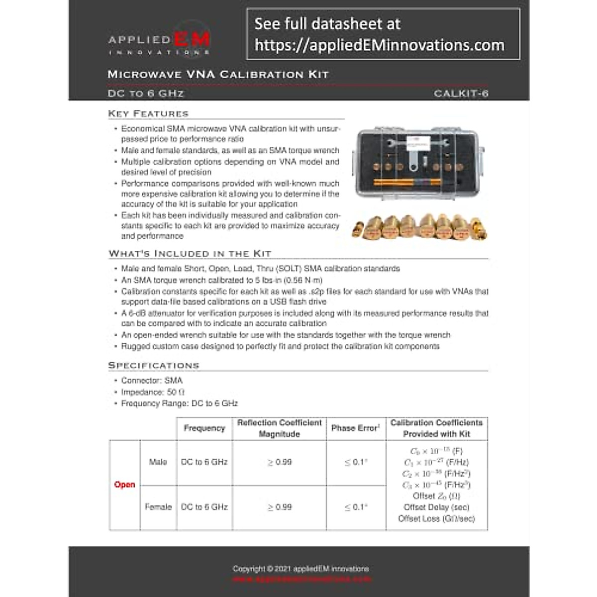 Precision VNA Calibration Kit (DC to 6 GHz)