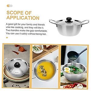 Ciieeo 1 Set Stainless Steel Instant Noodle Pot Pans with Lids Seafood Pot Korean Pots for Cooking Korean Ramen Noodle Pot Soup Pan Korean Noodle Pot Induction Pans Pots and Pans Binaural