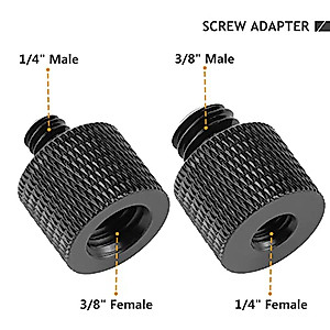 Camera Screw Adapter Thread 1/4" Male to 3/8" Female and 3/8" Male to 1/4" Female Adapter Set for Camera Monitor, Tripod, Mount