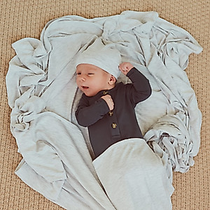 Nuzzly Baby Knotted Gown | Super Soft & Stretchy | Newborn Girl/Boy | Gender Neutral | Size 0-3 Months (Shadow)