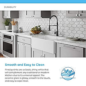 MR Direct 415 Fireclay Farmhouse Kitchen Sink, 30 in Single Bowl, White