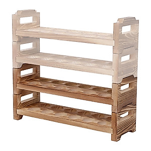 KingLin Wooden Egg Holder Countertop, Egg Storage Trays Stackable for 24 Fresh Eggs, Deviled Egg Organizer Rustic Kitchen Decoration, Egg Container Rack, set of 2 pieces