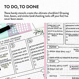 me & my BIG ideas Line It Up Check It Off Stencil - The Happy Planner Scrapbooking Supplies - Snap On to Discs for Portability - Add Lines or Checklists with Boxes and Circles - Fits Classic Size