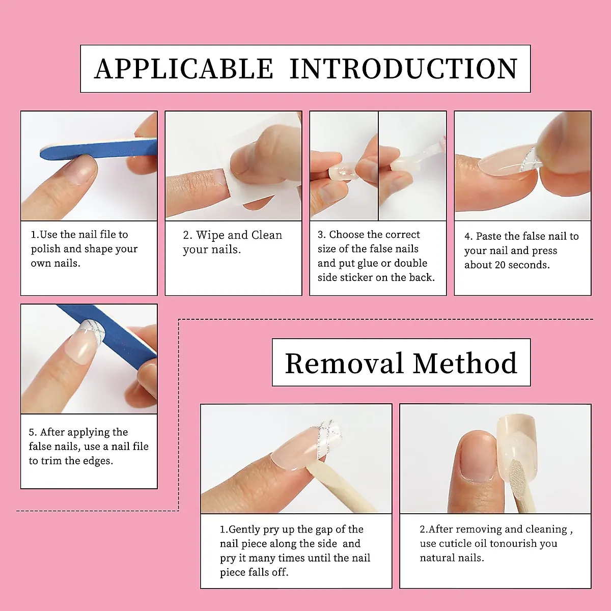 ELEVENAIL Matte Black Silver Metallic French Press on False Nails Medium Length Square Salon DIY Manicure Reusable Fake Acrylic Christmas Nail Art Tips with Jelly Adhesive Tabs Nail File