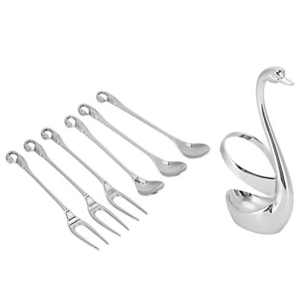 7Pcs Set Zinc Alloy Dinnerware Holder Tableware With 3 Spoons 3 Forks Home Decoration 7Pcs Set Zinc Alloy