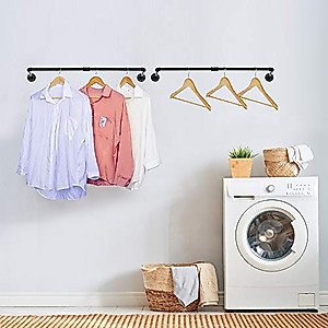 LIANTRAL Clothing Racks for Hanging Clothes, 32.6" Garment Rack, Set of 2 Industrial Pipe Clothing Rack, Closet Rod for Closet Storage, Laundry Room