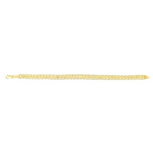 Floreo 10k Yellow Gold Small Mirror Heart Charms on Double Link Bracelet, 7 inch