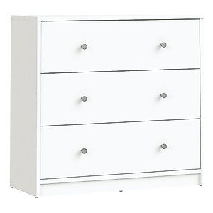 Pemberly Row Contemporary 3 Drawer Chest Dresser in White