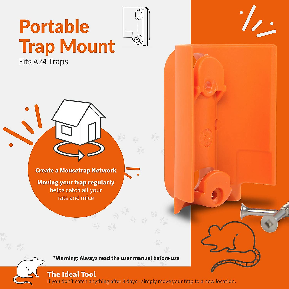 Goodnature Portable Trap Mount, Easy to Move Trap Mount for A24 Rat & Mouse Traps, Fits All A24 Traps (2 Pack)