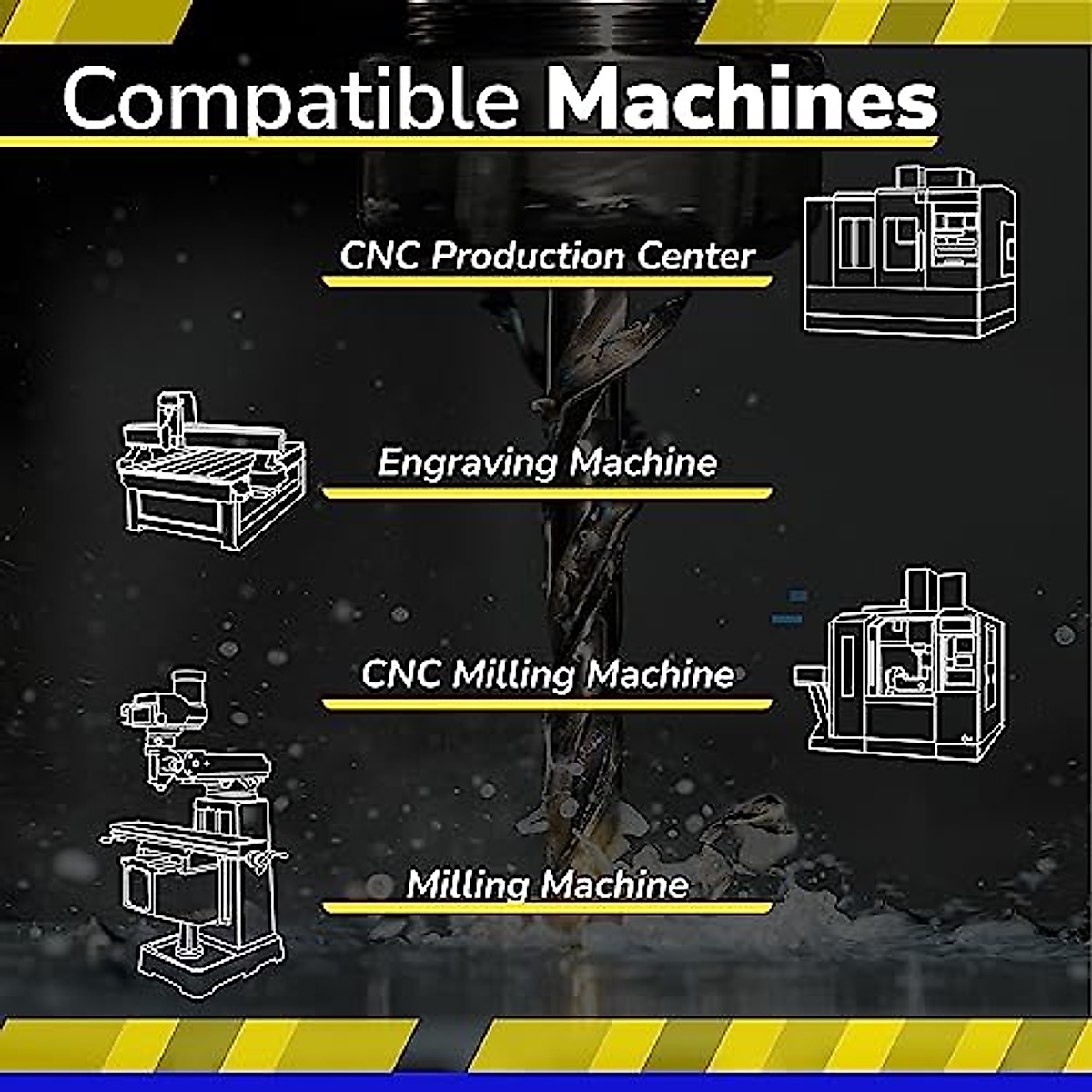 SPEED TIGER Micrograin Carbide Square End Mill - 4 Flute - ISE1/8"4T (5 Pieces, 1/8") - for Milling Alloy Steels, Hardened Steel, Metal & More – Mill Bits Sets for DIYers & Professionals
