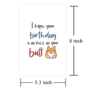 Alzombi Funny Happy Birthday Card, Cute Corgi Butt Bday Card for Husband Wife, Cheeky Love Card for Him Her