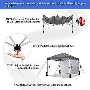 CROWN SHADES Pop Up Canopy Tent 10X10 Commercial Instant Canopy Tent Outdoor (10x10, Grey)