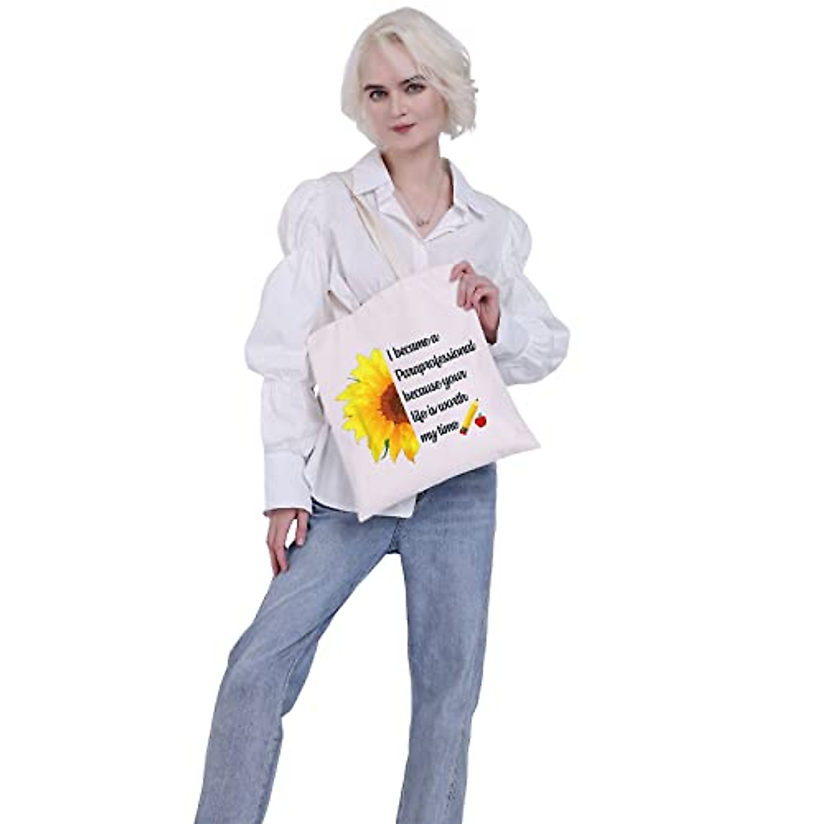 VAMSII Paraprofessional Tote Bag Teacher Assistant Gifts Paraprofessional Gifts Shoulder Bag Paraeducator Gifts Para Gifts (Paraprofessional Sunflower Tote Bag)